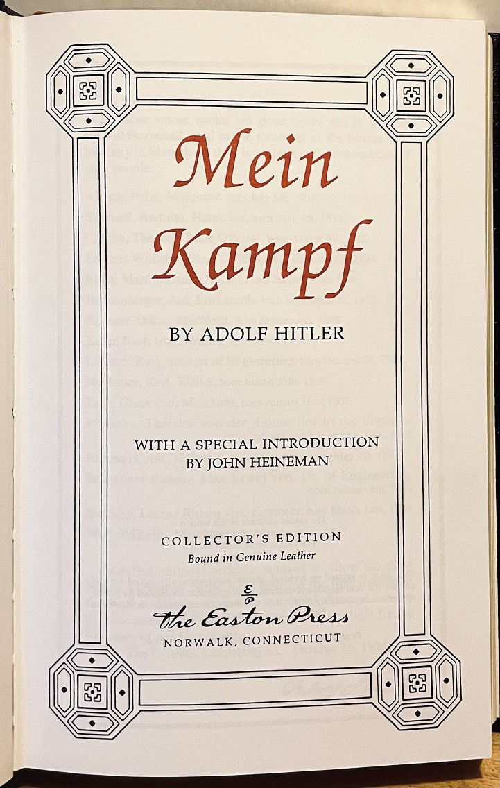 Mein Kampf (EASTON PRESS BOOKS THAT CHANGED THE WORLD) by Hitler, Adolf ...
