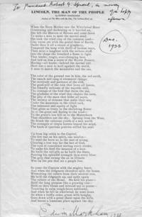 Poet Edwin Markham Signs Broadside of His Lincoln Memorial Dedication ...