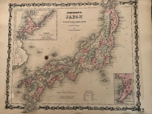 BIBLIO | MAP: "Johnson's Map of JAPAN, Nippon, Kiusui, Siskok, Yesso ...