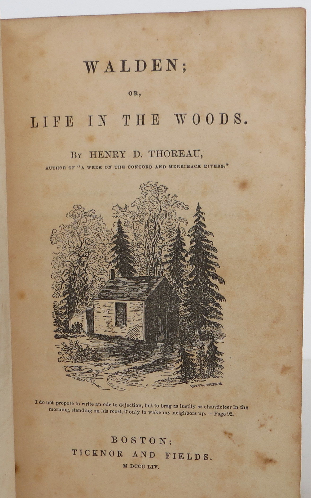 Walden by Thoreau, Henry David | Hardcover | 1854 | Ticknor and Fields ...