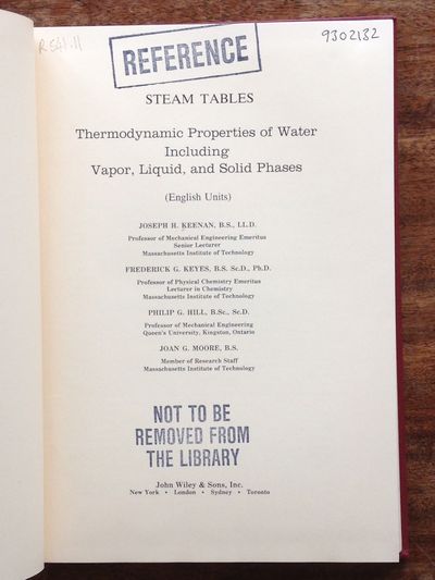 Steam Tables: Thermodynamic Properties of Water, Including Vapor ...