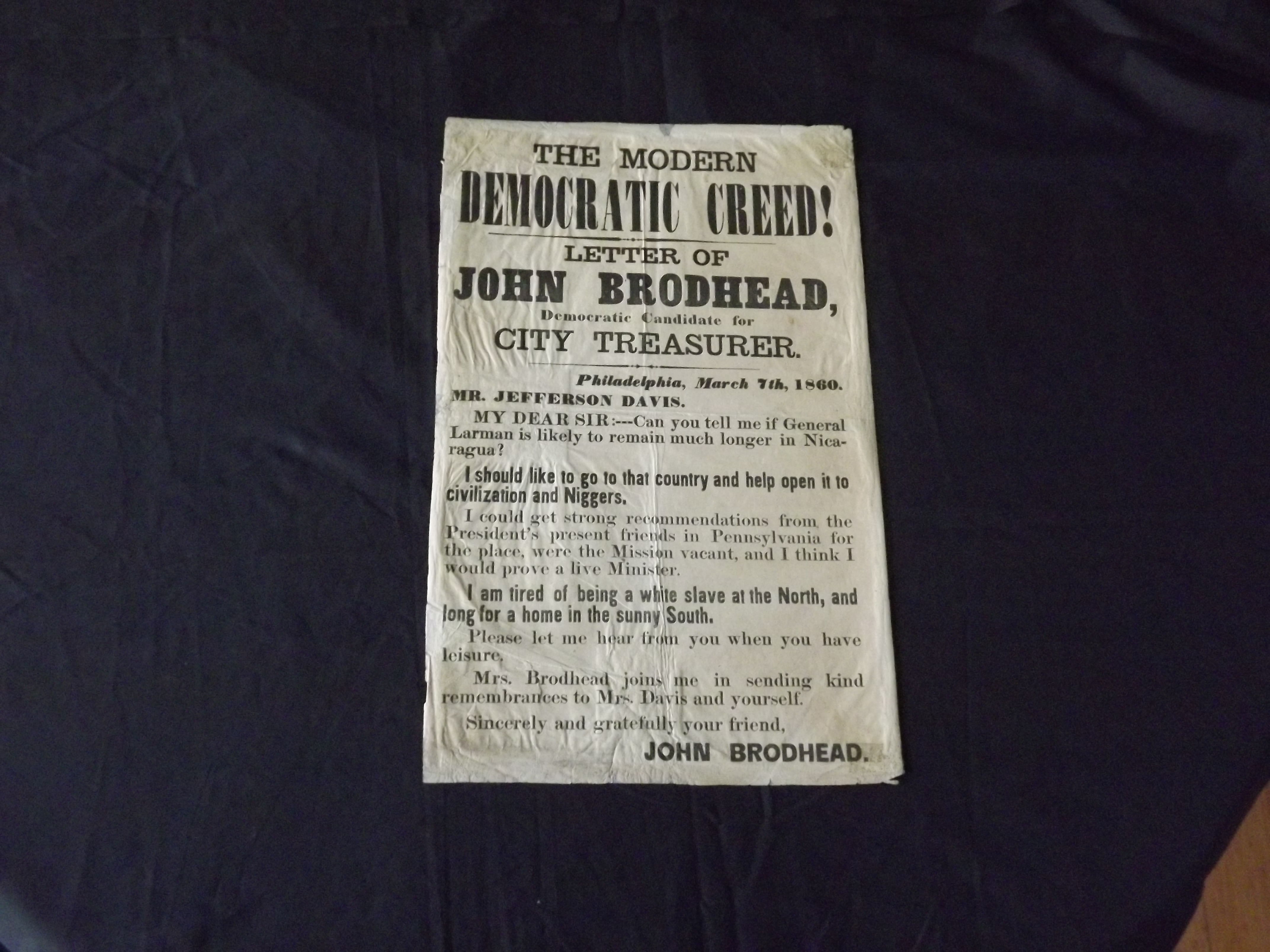 The Modern Democratic Creed! Letter of John Brodhead, Democratic ...