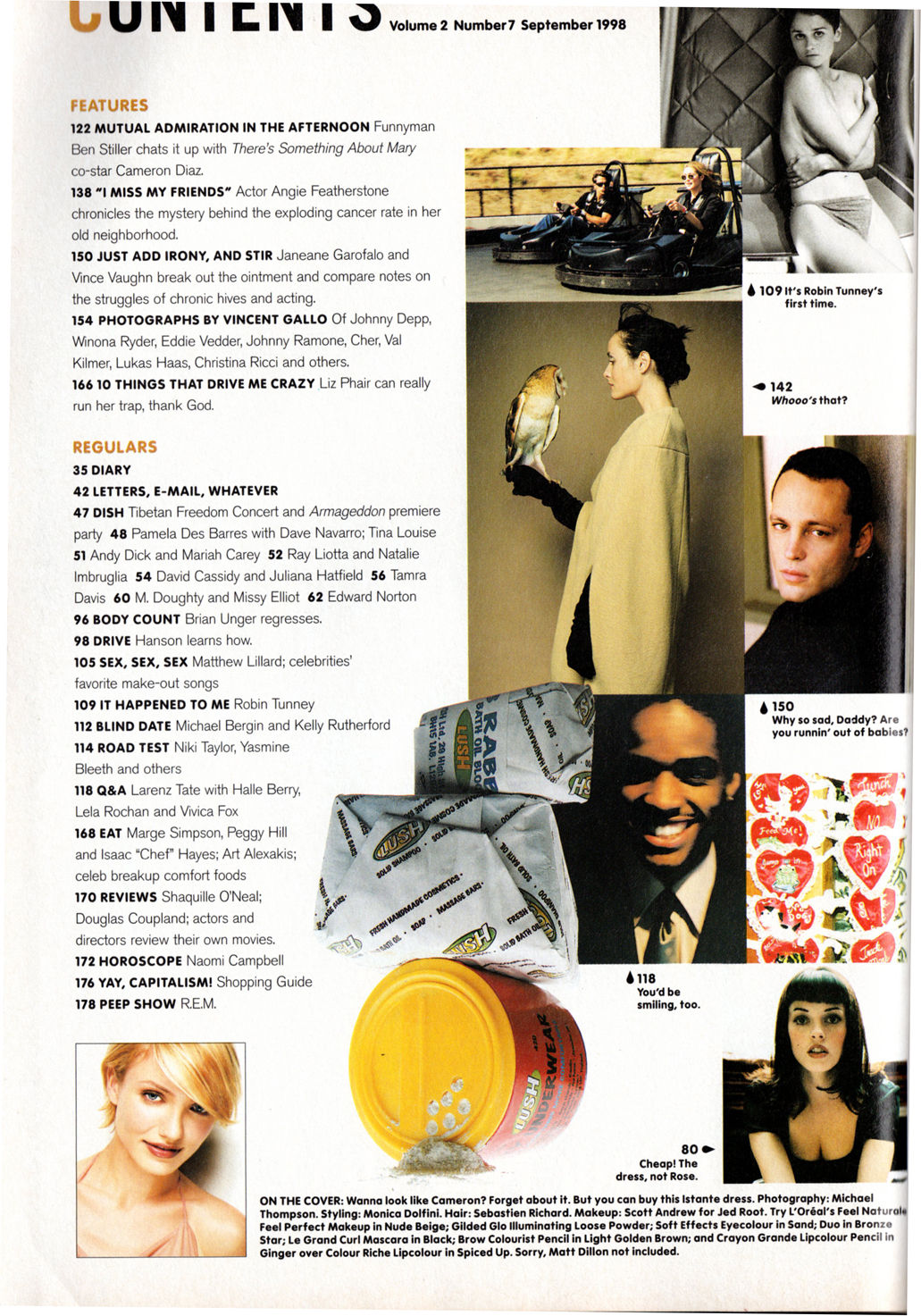 Jane Magazine - September, 1998. Cameron Diaz Cover. "125 Stars" Issue ...