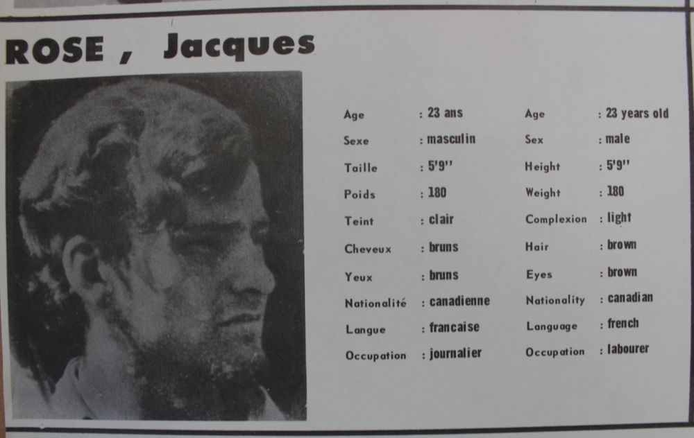 Scarce FLQ 1970 bilingual wanted poster for Paul Rose, Jacques Rose ...