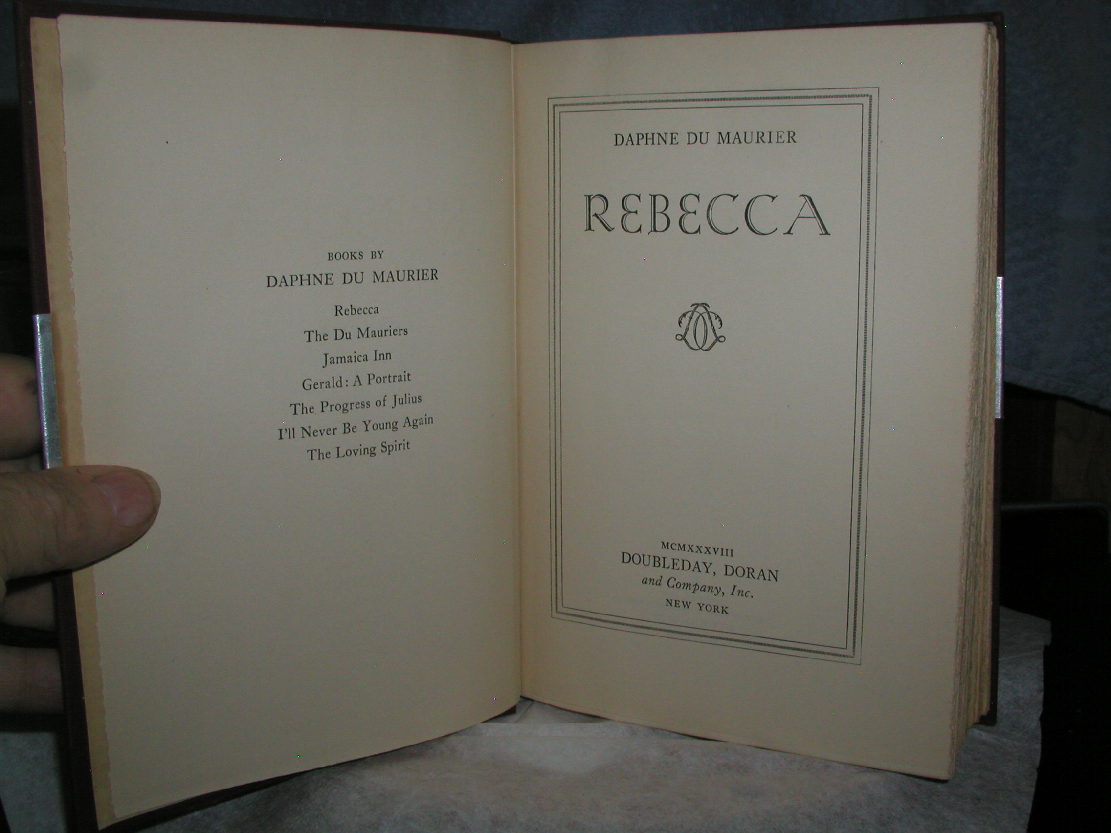 REBECCA (1st American DJ/Signature) by DAPHNE du MAURIER | HARD COVER ...