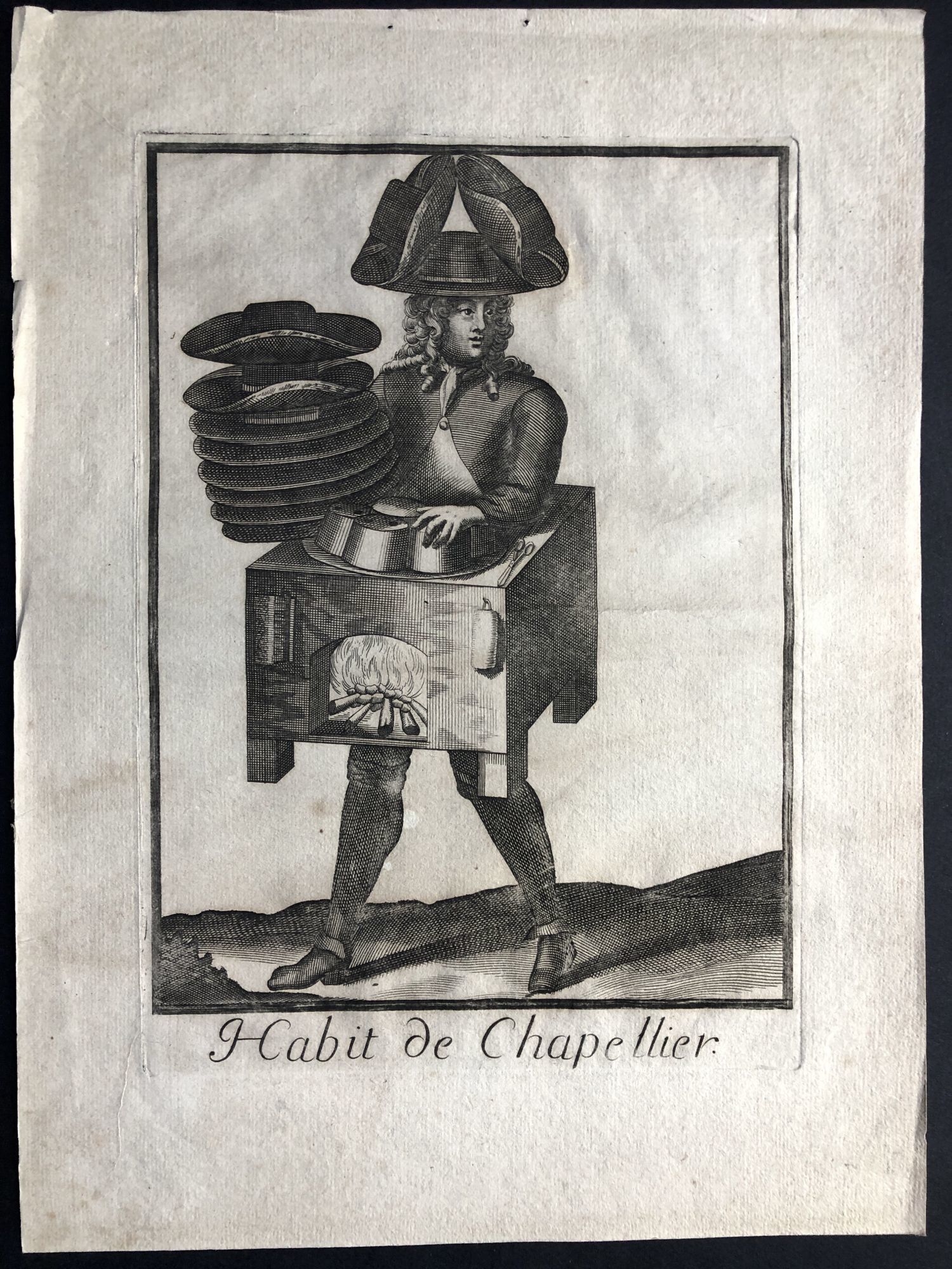 Habit de Chapellier (ca. 1695 original copperplate engraving from Les ...