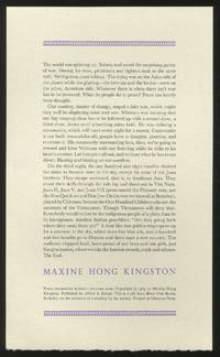 [Broadside]: Tripmaster Monkey: His Face Book by KINGSTON, Maxine Hong ...