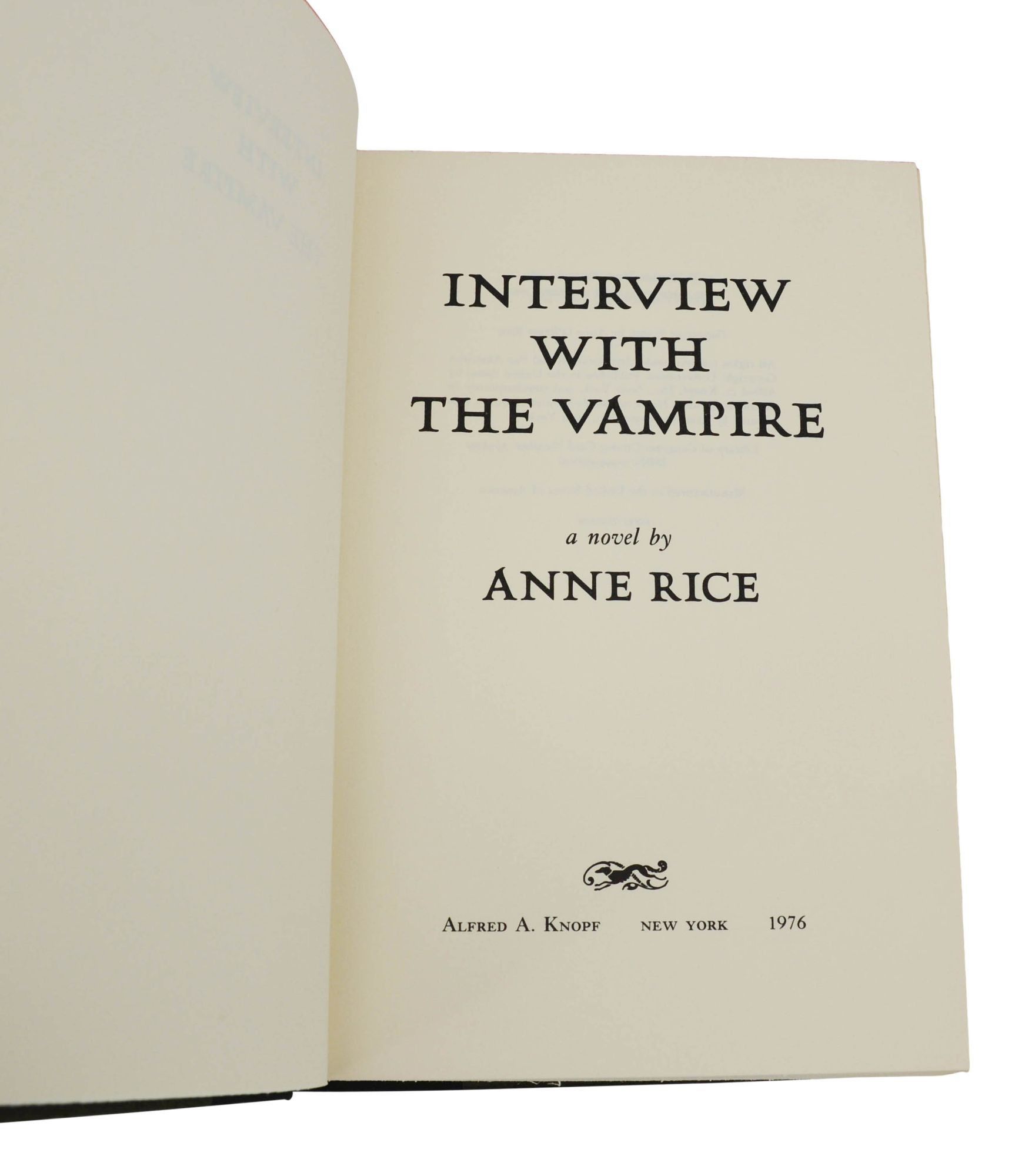 Interview with the Vampire by Rice, Anne | 1976 | Alfred A. Knopf | Biblio