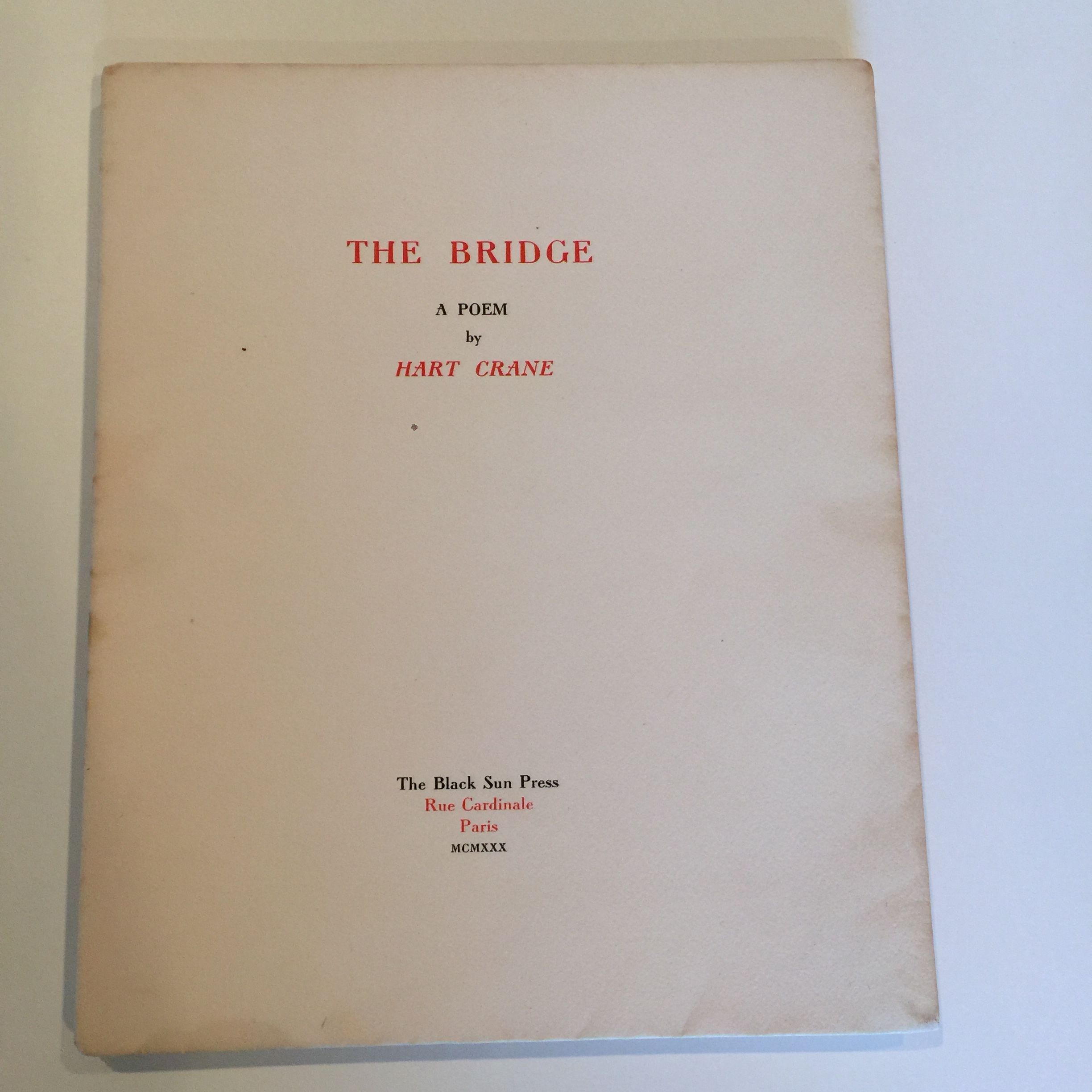 The Bridge by Hart Crane | Hardcover | 1930 | The Black Sun Press | Biblio