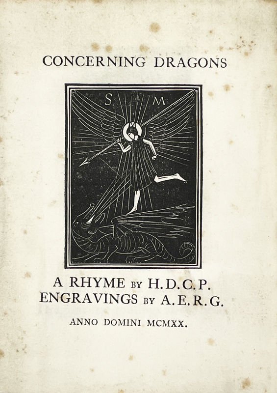 Concerning Dragons. A Rhyme by H.D.C.P. with engravings by A.E.R.G. by ...