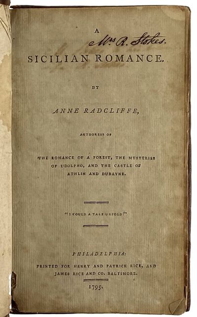 [Radcliffe, Anne] A Sicilian Romance by Radcliffe, Anne - 1795