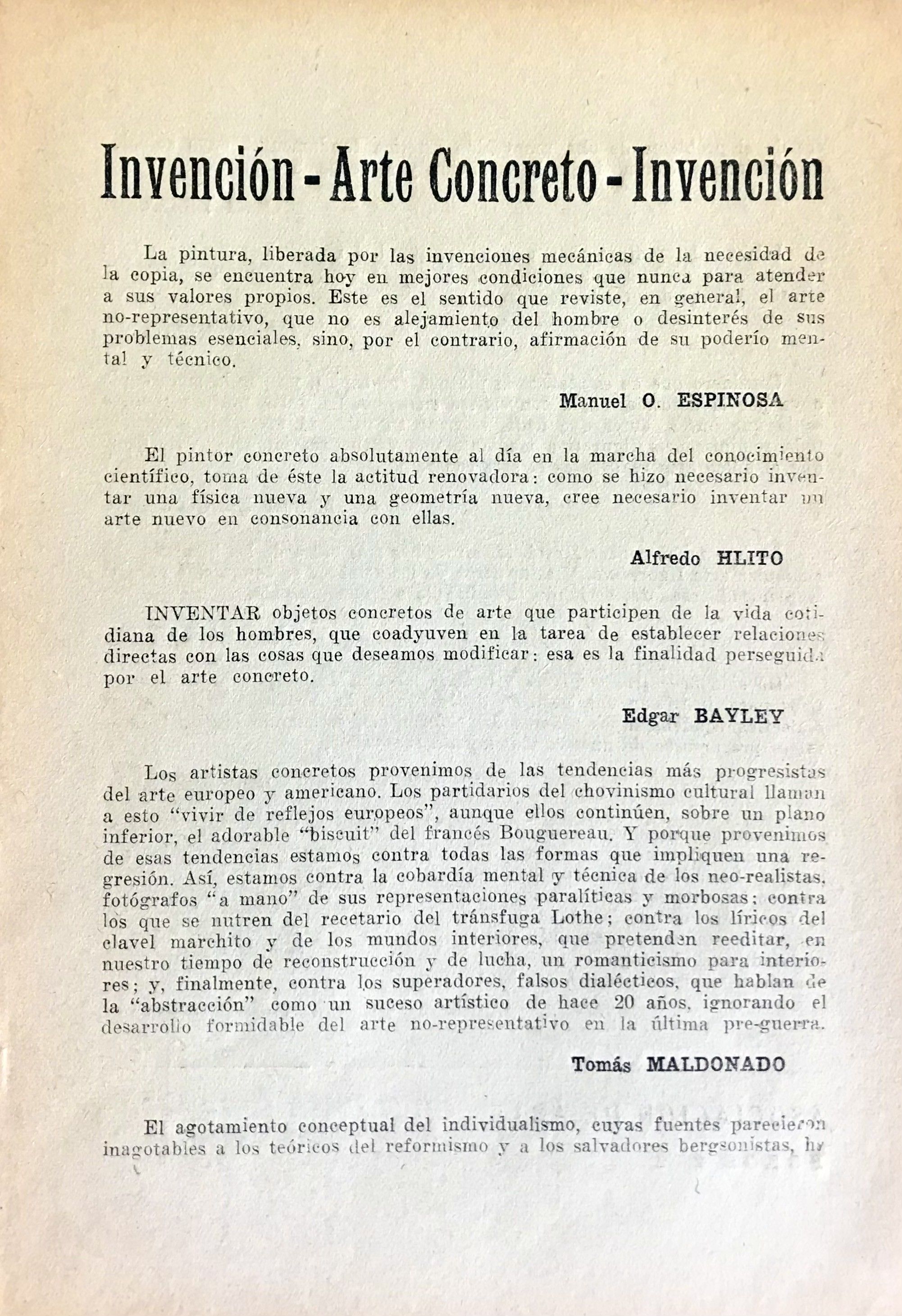 ARTE CONCRETO INVENCIÓN. Nº 1. Comité de redacción: Edgar Bayley, Simón ...
