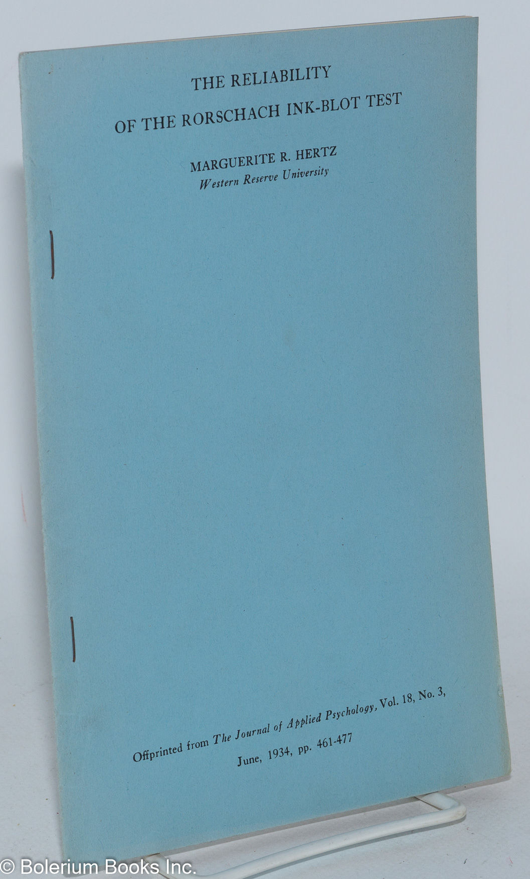 The reliability of the Rorschach ink-blot test by Hertz, Marguerite R ...