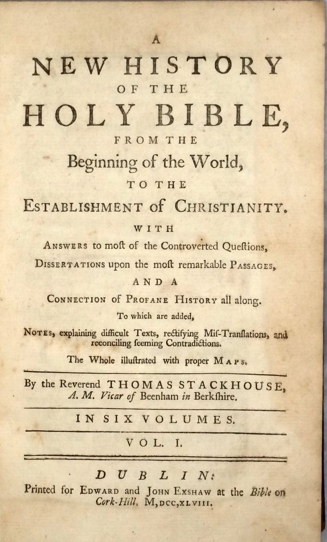 A New History Of the Holy Bible, From the Beginning of the World, to ...