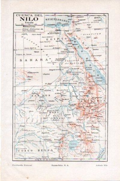 LAMINA V23804: Mapa de la cuenca del Nilo by Varios | | 1924 | Espasa ...