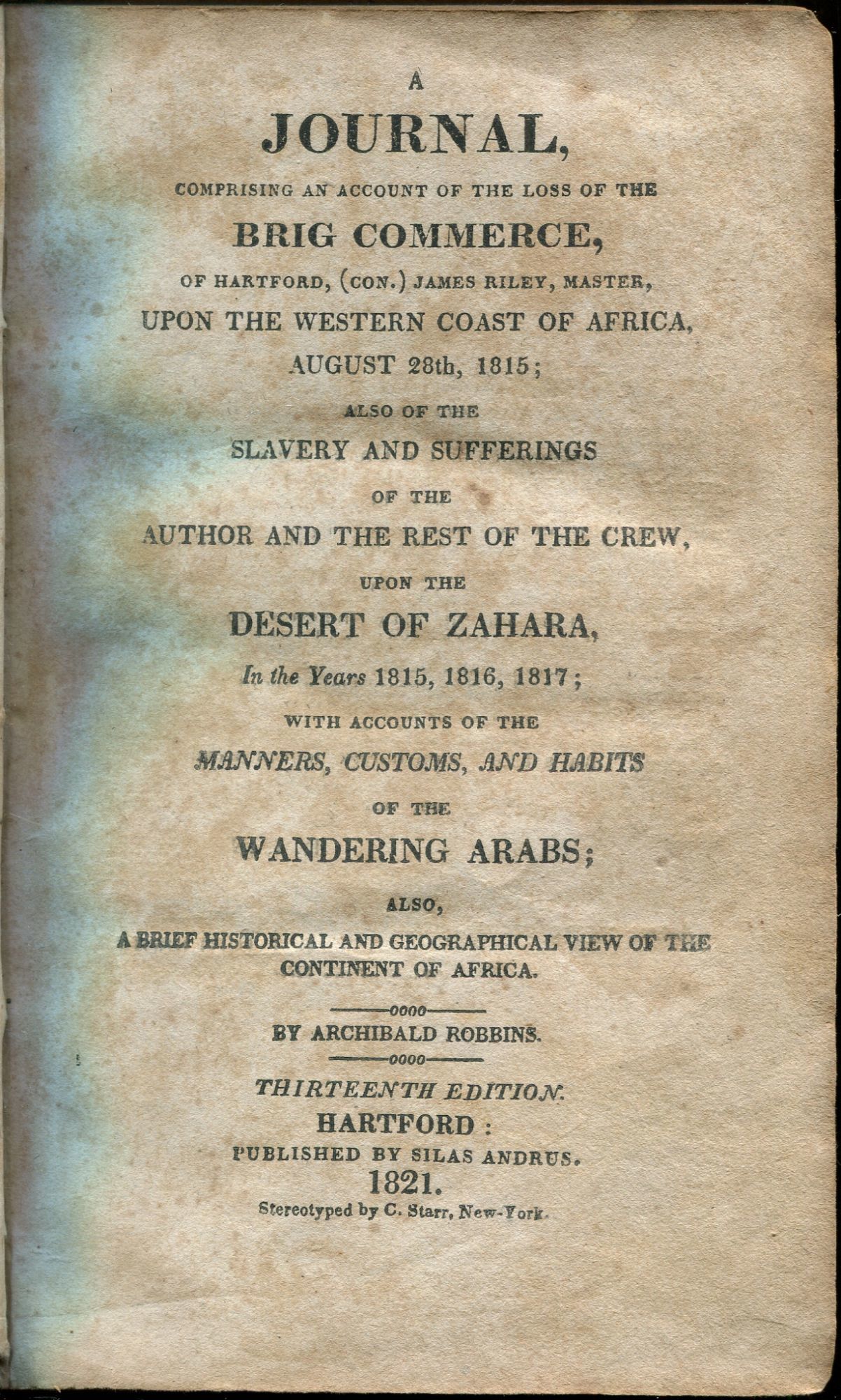 James Riley Sufferings In Africa