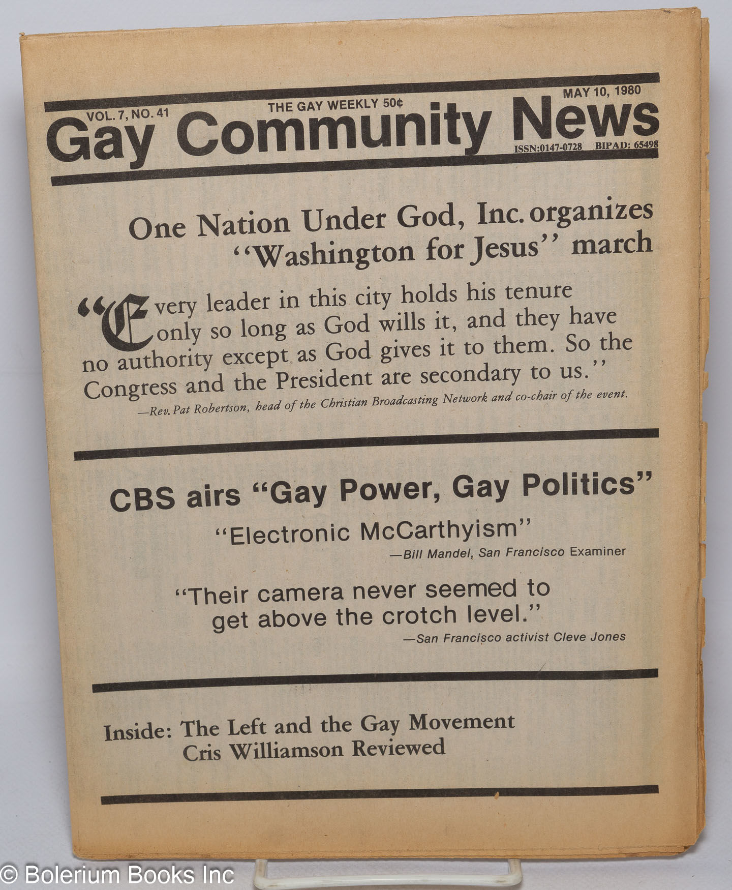 GCN: Gay Community News; the gay weekly; vol. 7, #41, May 10, 1980 ...