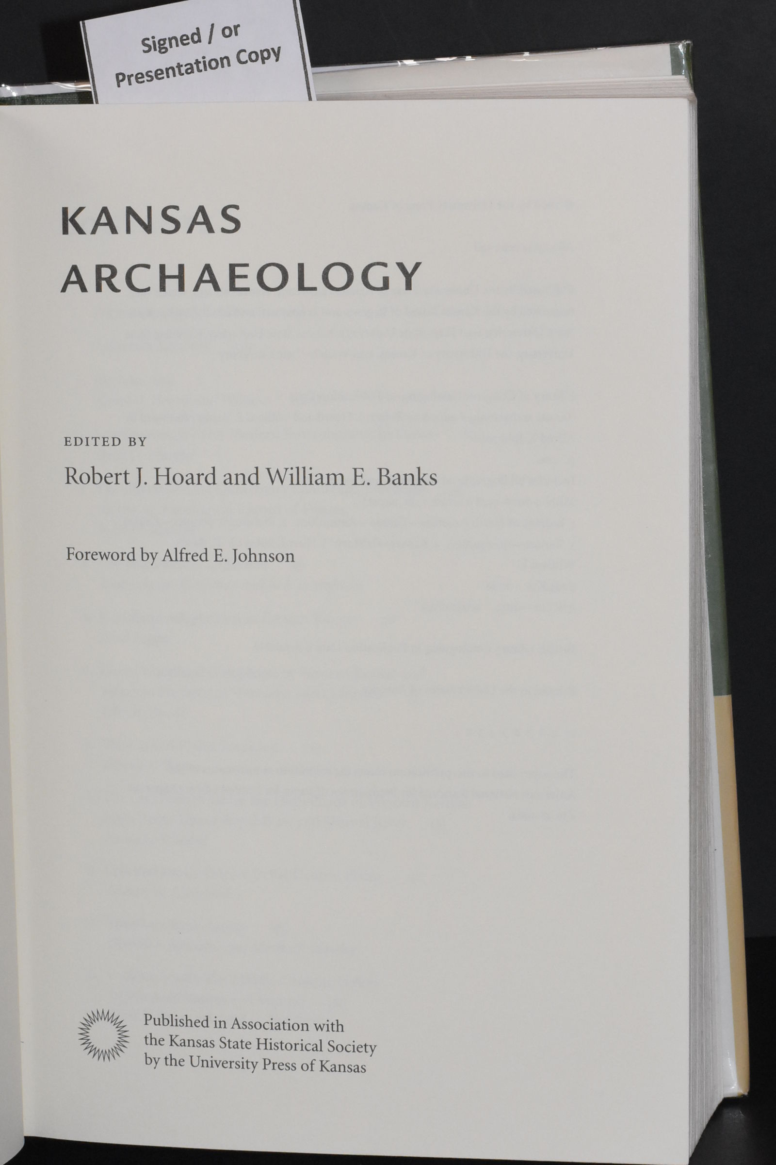Kansas Archaeology by Robert Hoard (AUTHOR SIGNED), William Banks ...