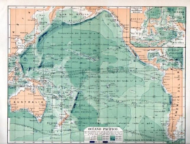LAMINA V45044: Mapa del Oceano Pacifico by Varios - 1925 - from EL ...