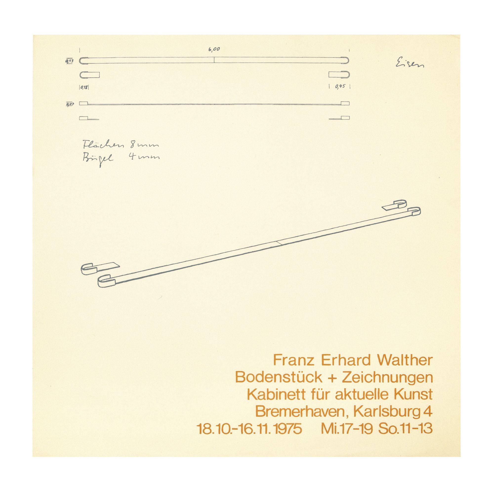 Poster: Franz Erhard Walther: Bodenstück + Zeichnungen (18 October-16 ...