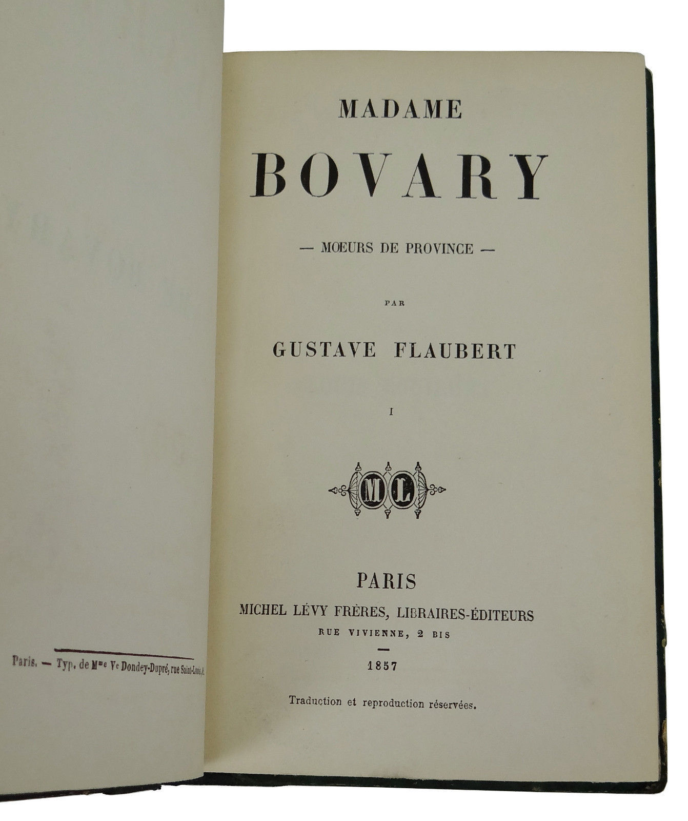 Madame Bovary by Flaubert, Gustave | Hardcover | 1857 | Michel Levy ...