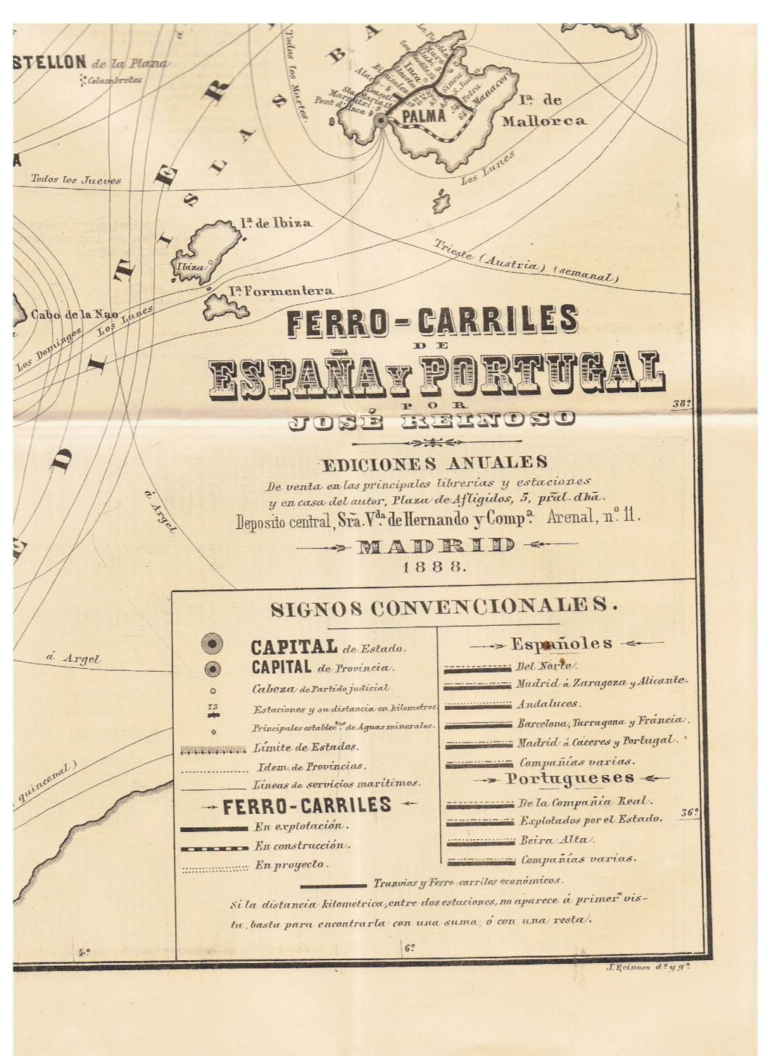 MAPA- GUÃ A DE LOS FERROCARRILES DE ESPAÃ‘A Y PORTUGAL. by Reinoso ...