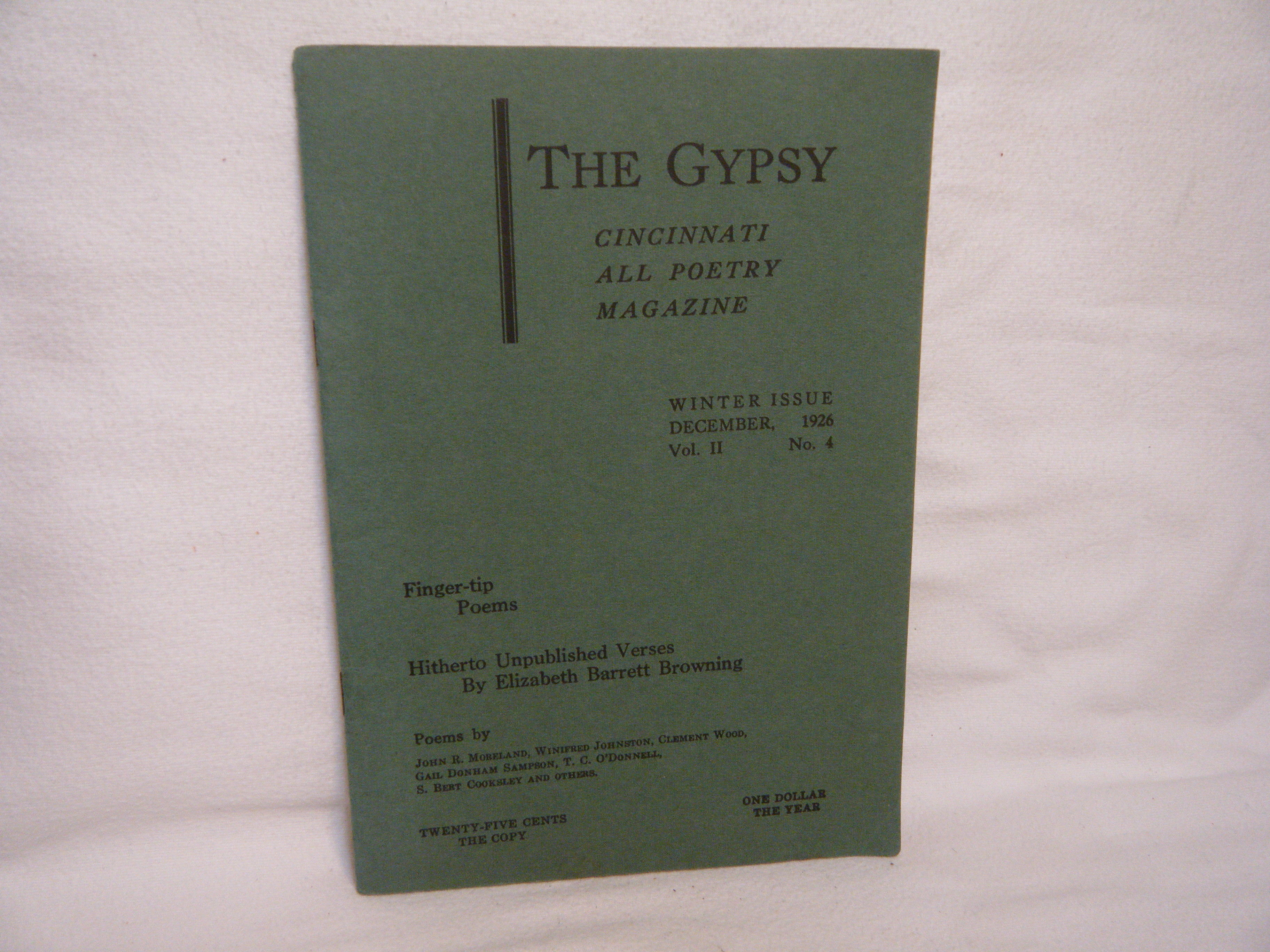 The Gypsy: Cincinnati all Poetry Magazine. Winter Issue December, 1926 ...