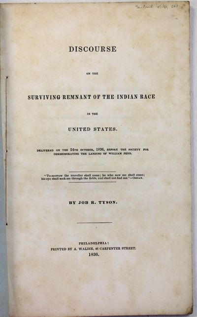 DISCOURSE ON THE SURVIVING REMNANT OF THE INDIAN RACE IN THE UNITED ...