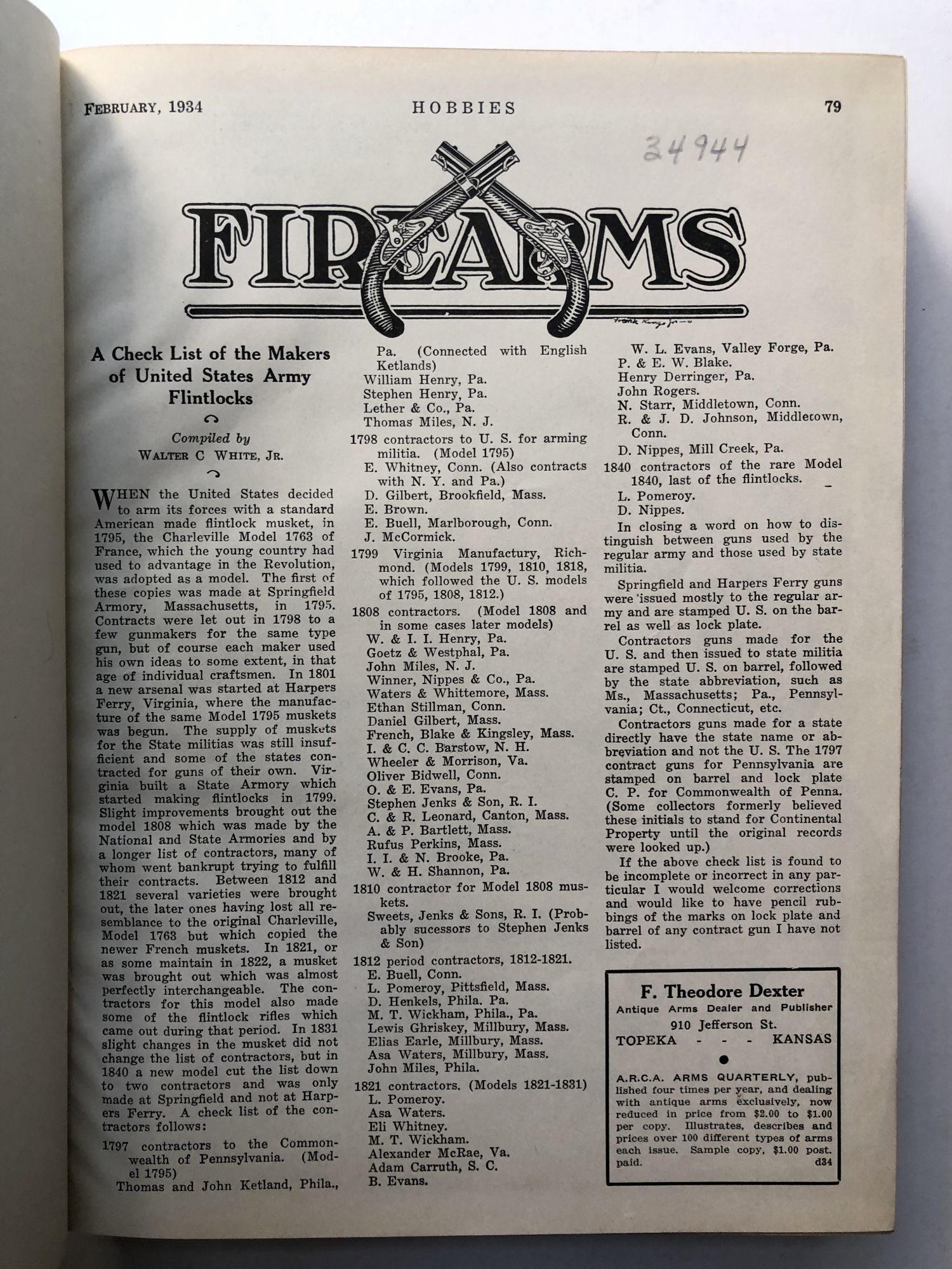 BIBLIO | Bound volume of the Firearms section of HOBBIES A Magazine for ...