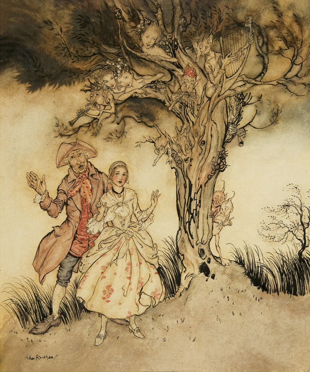 Katrina van Tassel and Brom Bones by Rackham, Arthur | Watercolor and ...