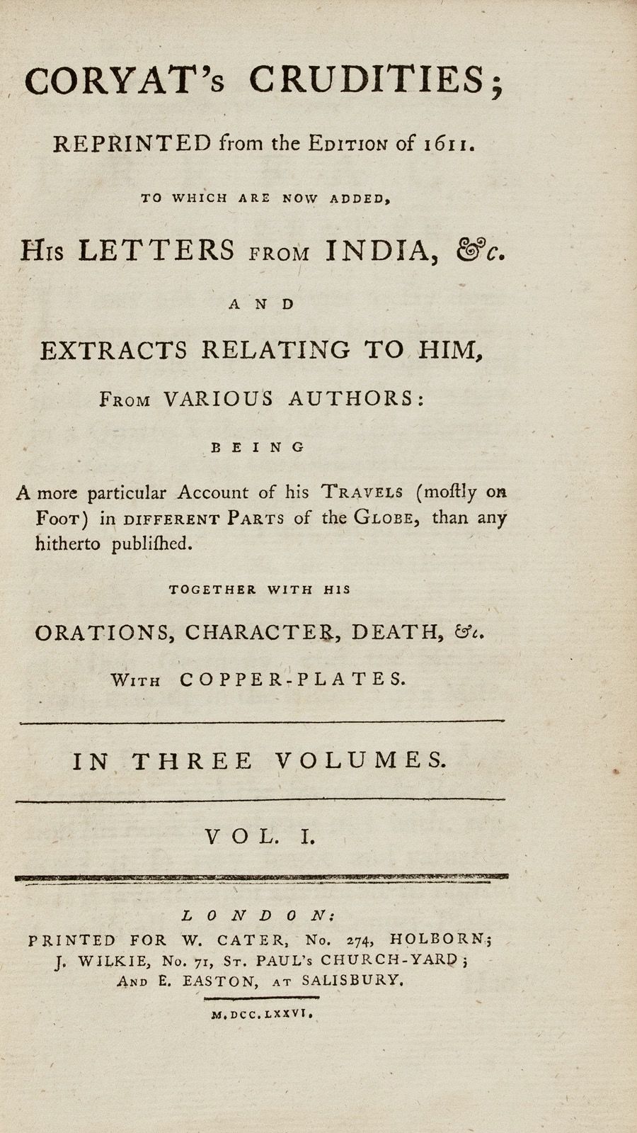 Coryat's crudities; reprinted from the edition of 1611. To which are ...