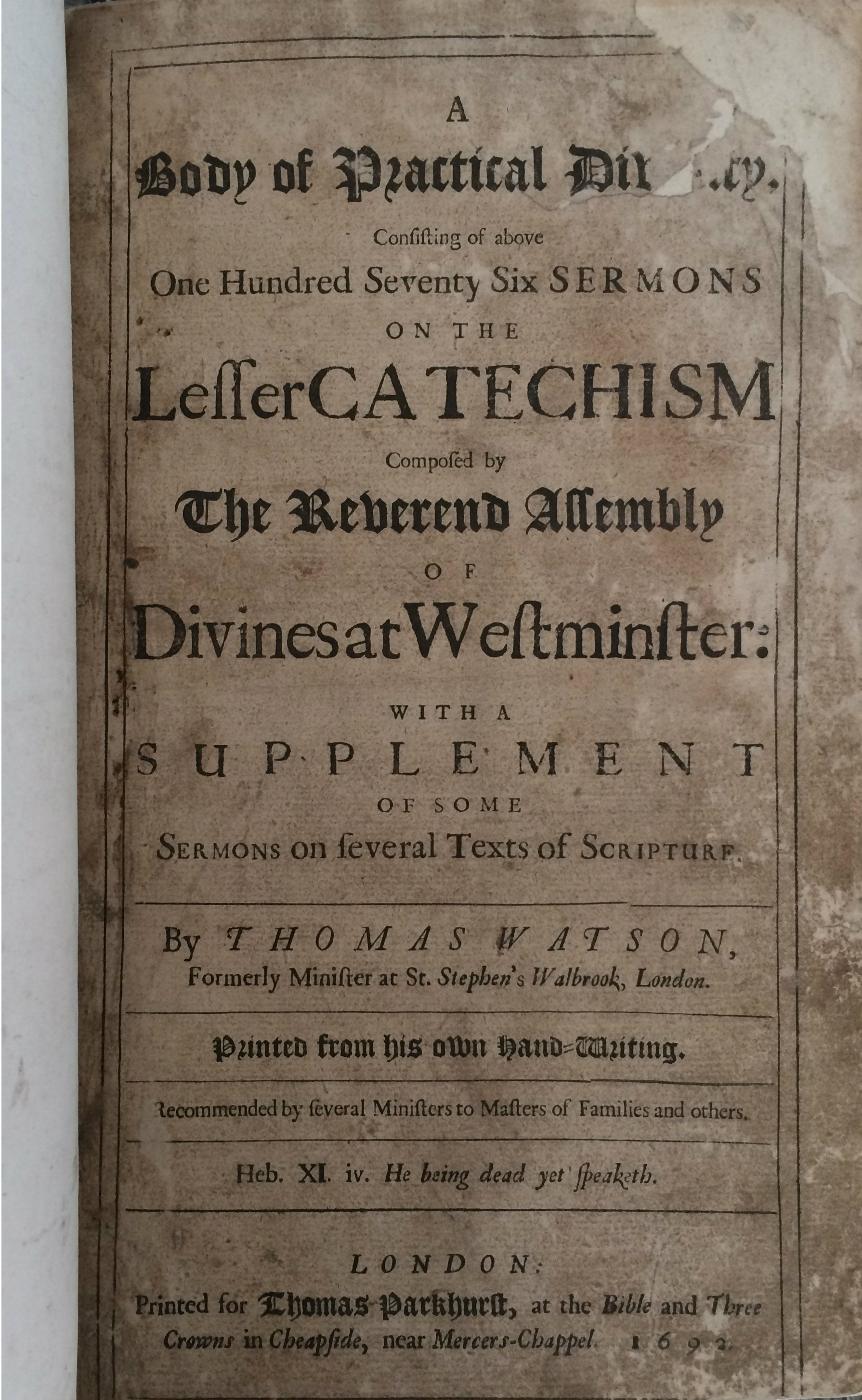 Rare 1692 A Body of Practical Divinity by Watson, Thomas | Hardcover ...