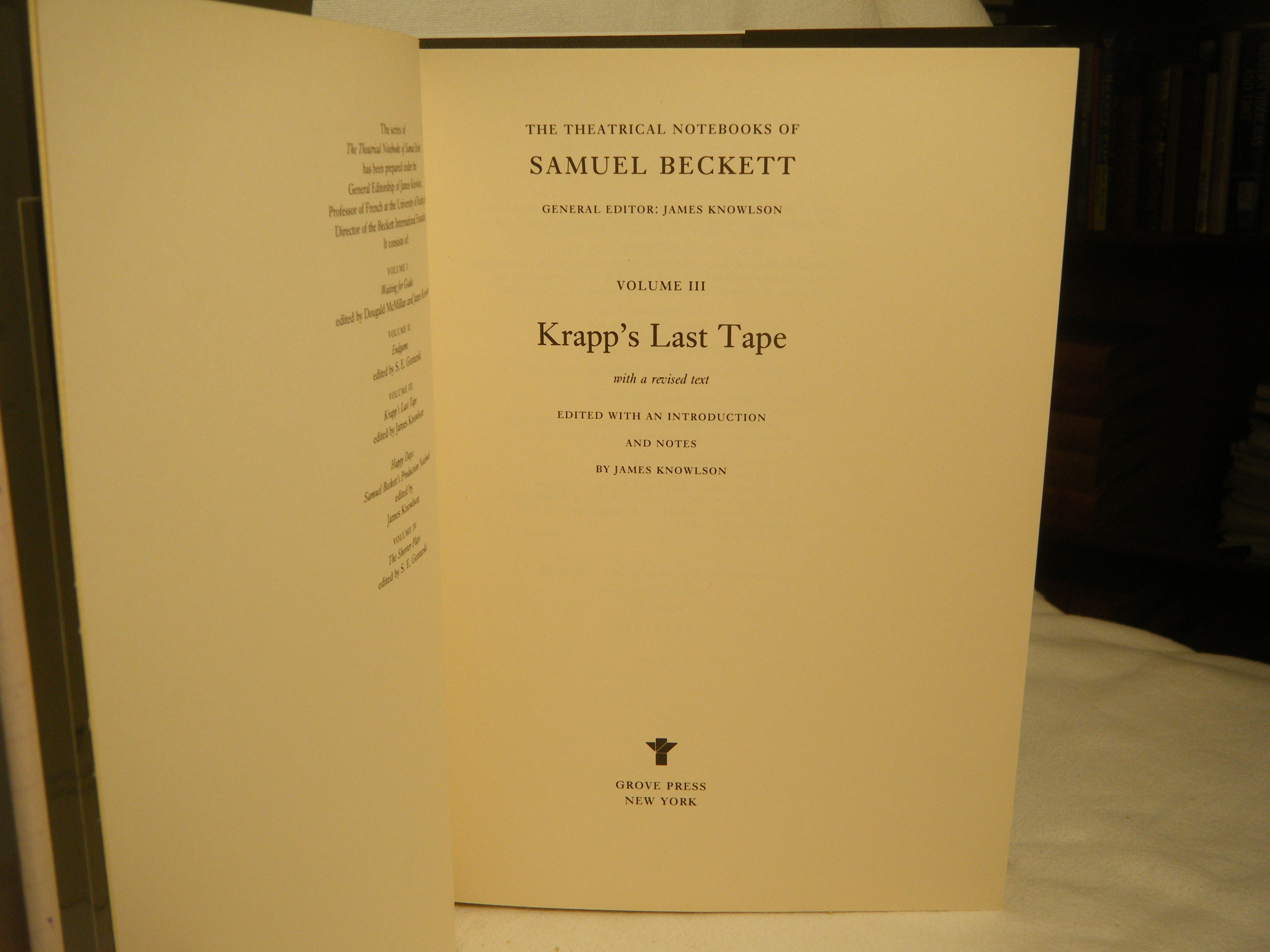 Krapp's Last Tape by Beckett, Samuel & James Knowlson | Hardcover ...