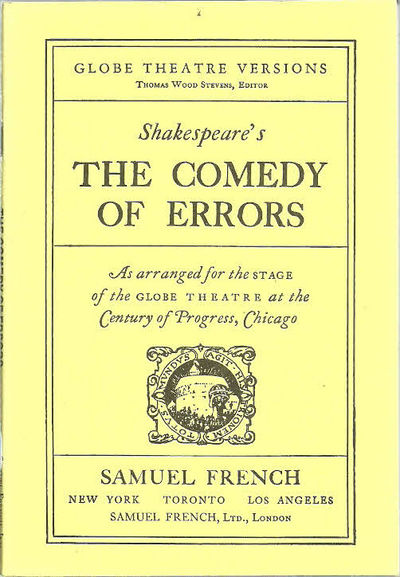 BIBLIO | Shakespeare's The Comedy of Errors (Globe Theatre Versions) by ...