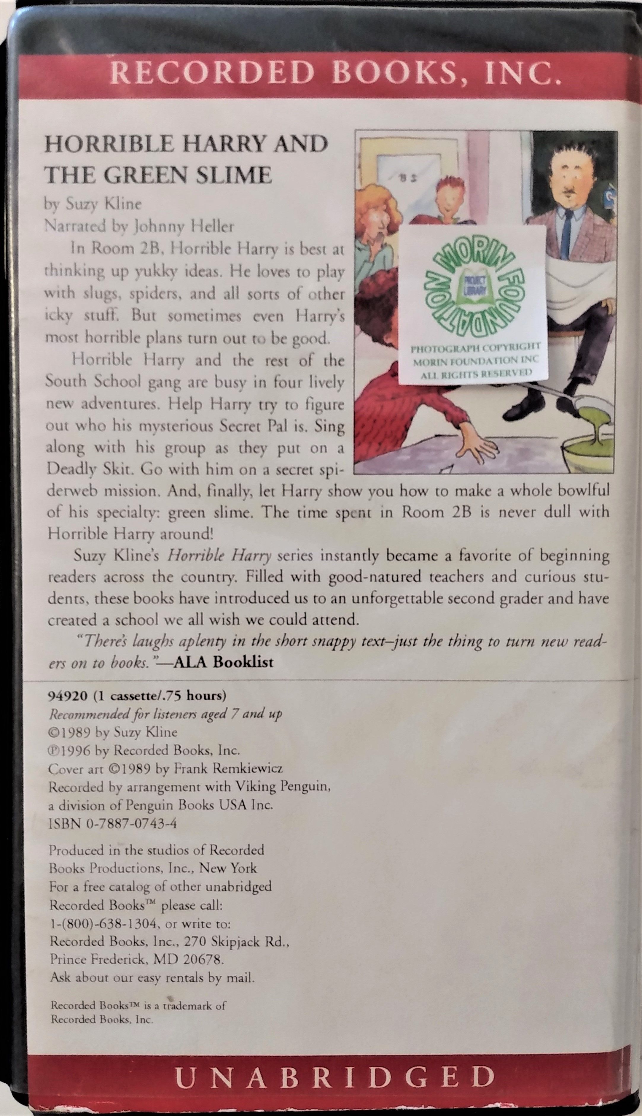 Suzy Kline Quotes HORRIBLE HARRY AND THE GREEN SLIME AUDIOBOOK On