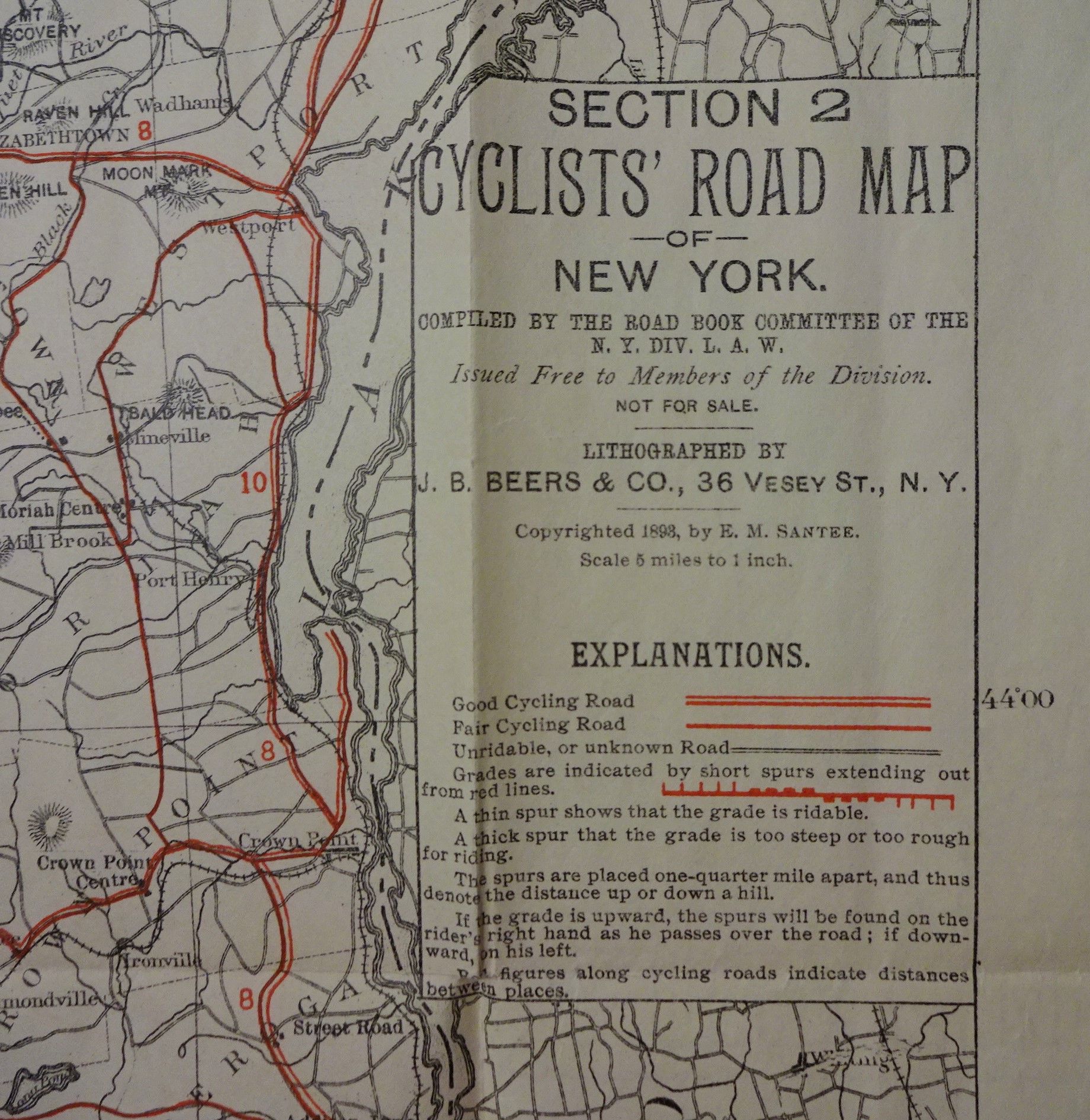 CYCLISTS' ROAD MAP of New York (5 Maps) with Storage Pouch, Adirondacks ...