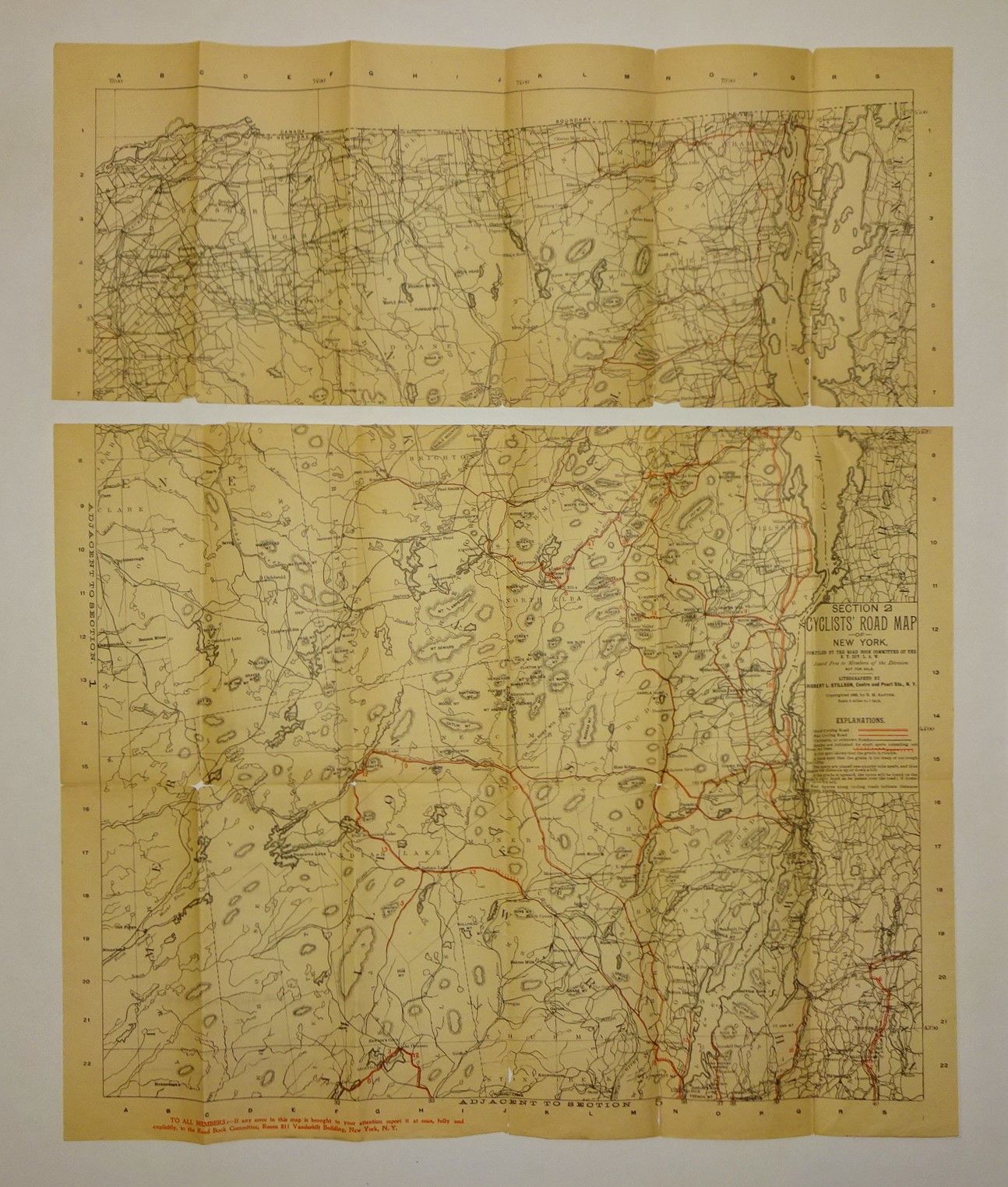 CYCLISTS' ROAD MAP of New York (5 Maps) with Storage Pouch, Adirondacks ...