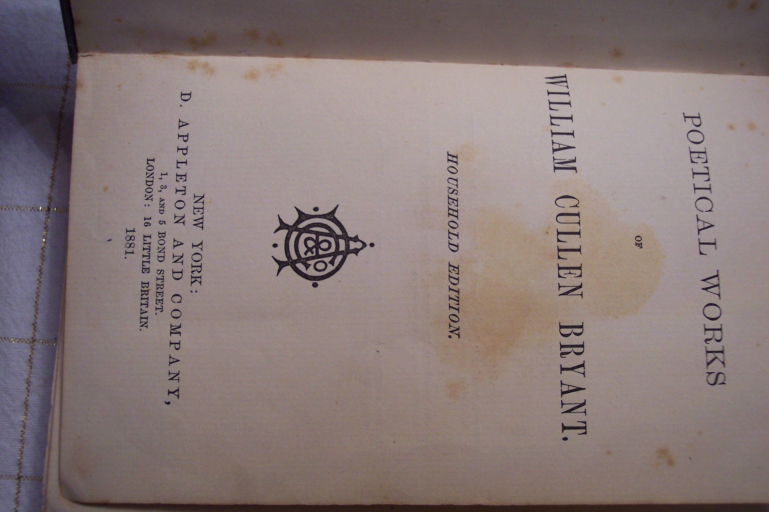 Bryant's Poems Household Edition by Bryant, William Cullen | Hardcover ...