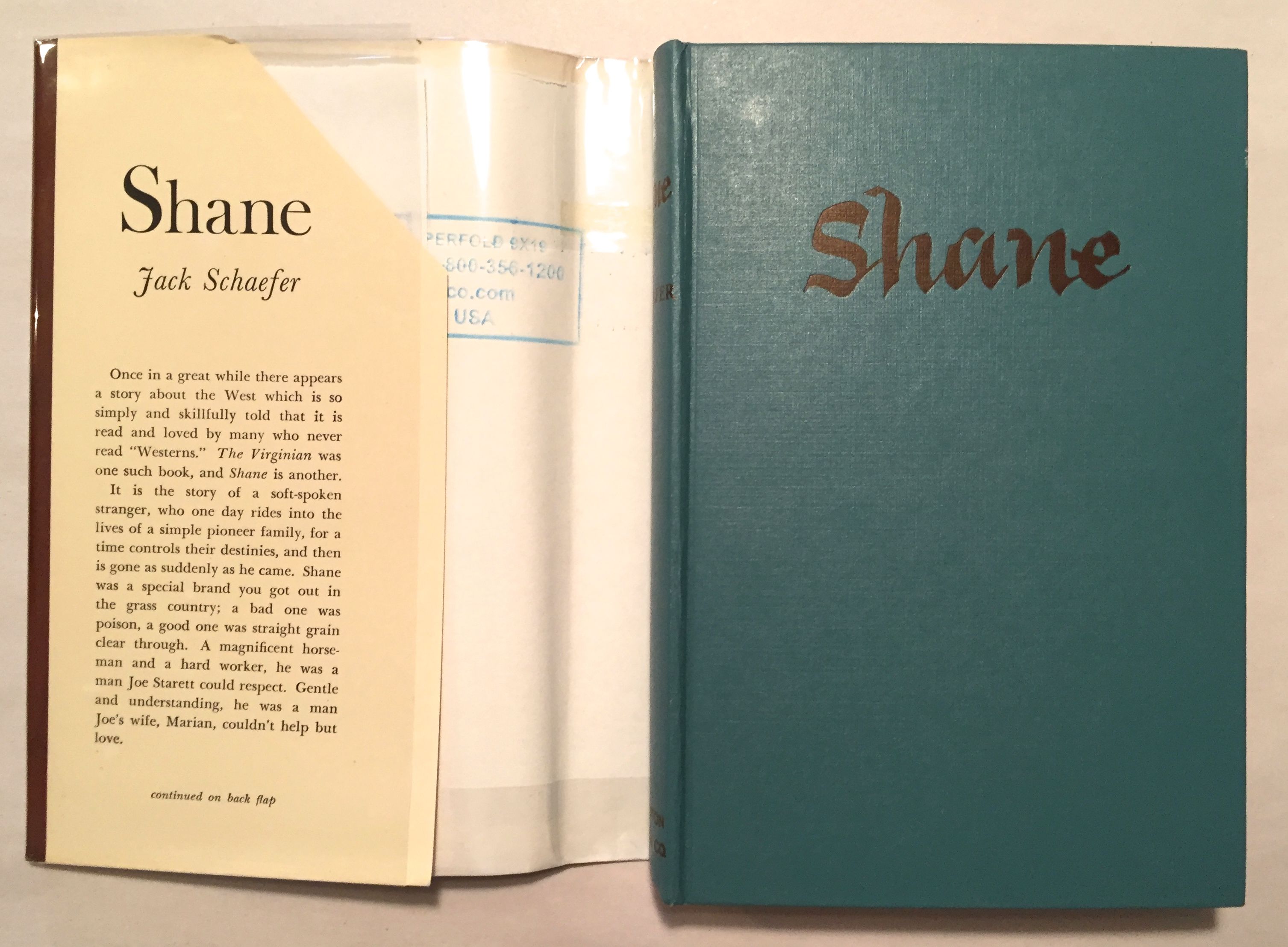 Shane by Jack Schaefer | 1949 | Houghton Mifflin Company | Biblio