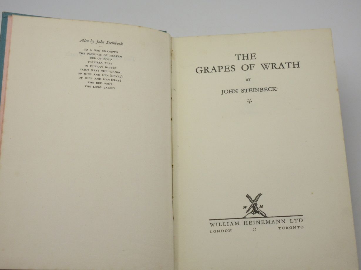 The Grapes of Wrath by John Steinbeck | 1939 | William Heinemann Ltd ...