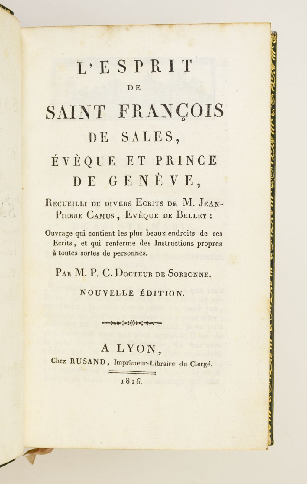 BIBLIO | L'ESPRIT DE SAINT FRANÇOIS DE SALES by (BINDINGS - DUPLANIL ...