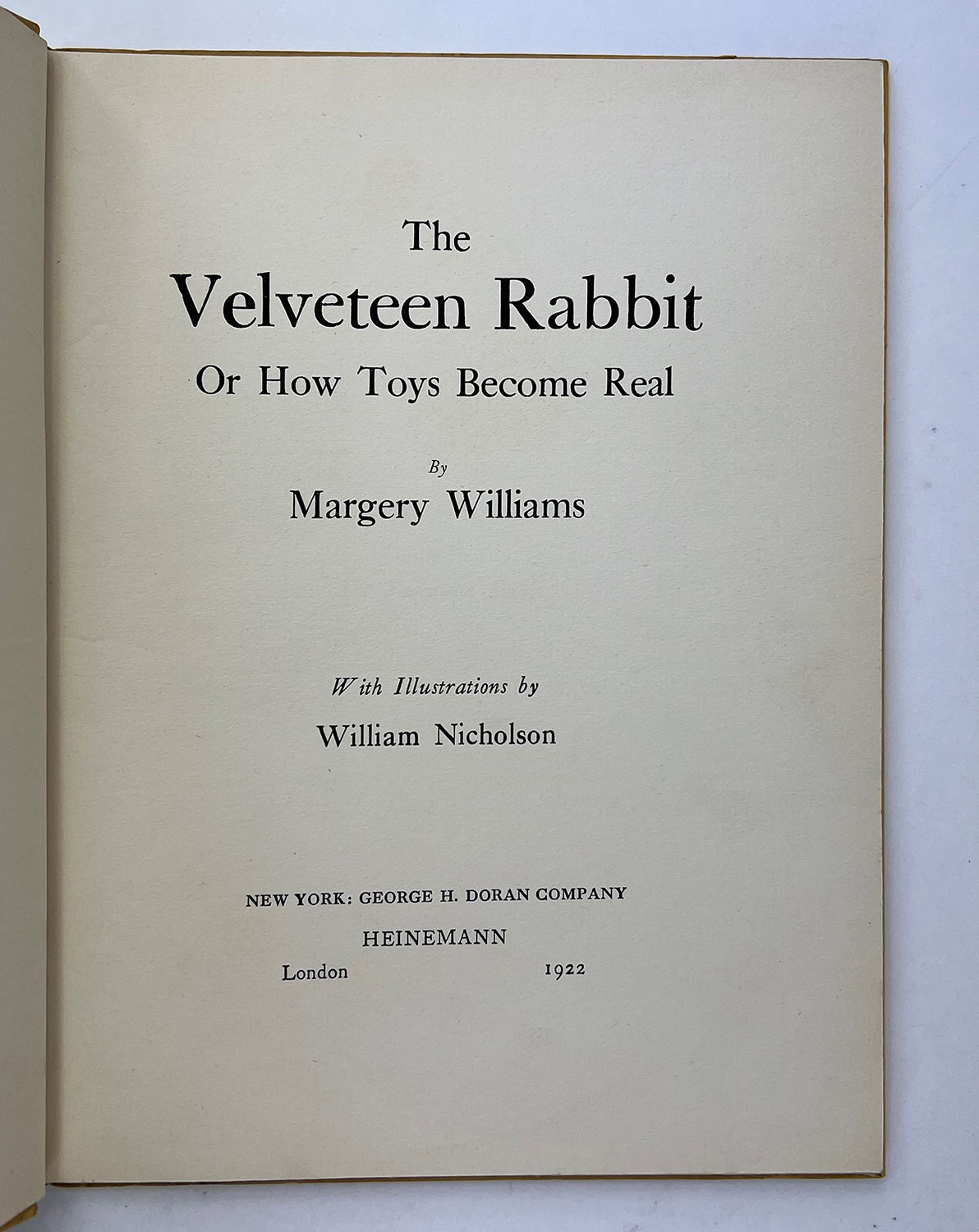 THE VELVETEEN RABBIT by WILLIAMS, Margery; illustrated by NICHOLSON ...