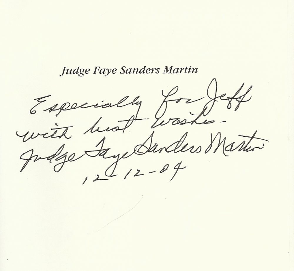 JUDGE FAYE SANDERS MARTIN by DAVIS, Rebecca Shriver | | 2004 | | Biblio