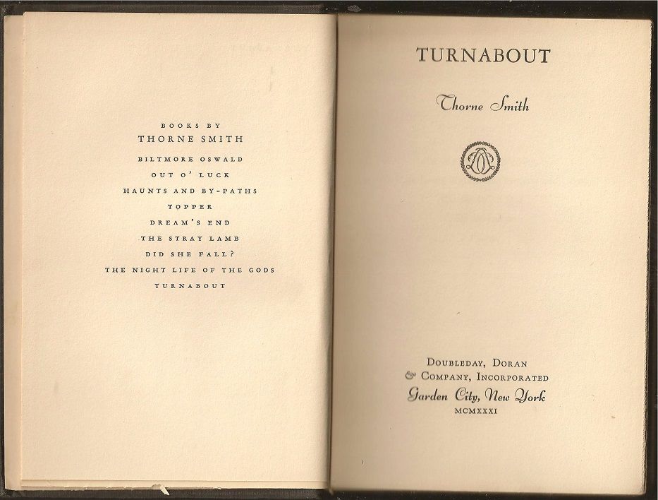 Turnabout by James Thorne Smith (1892-1934) signed | | 1931 | Doubleday ...