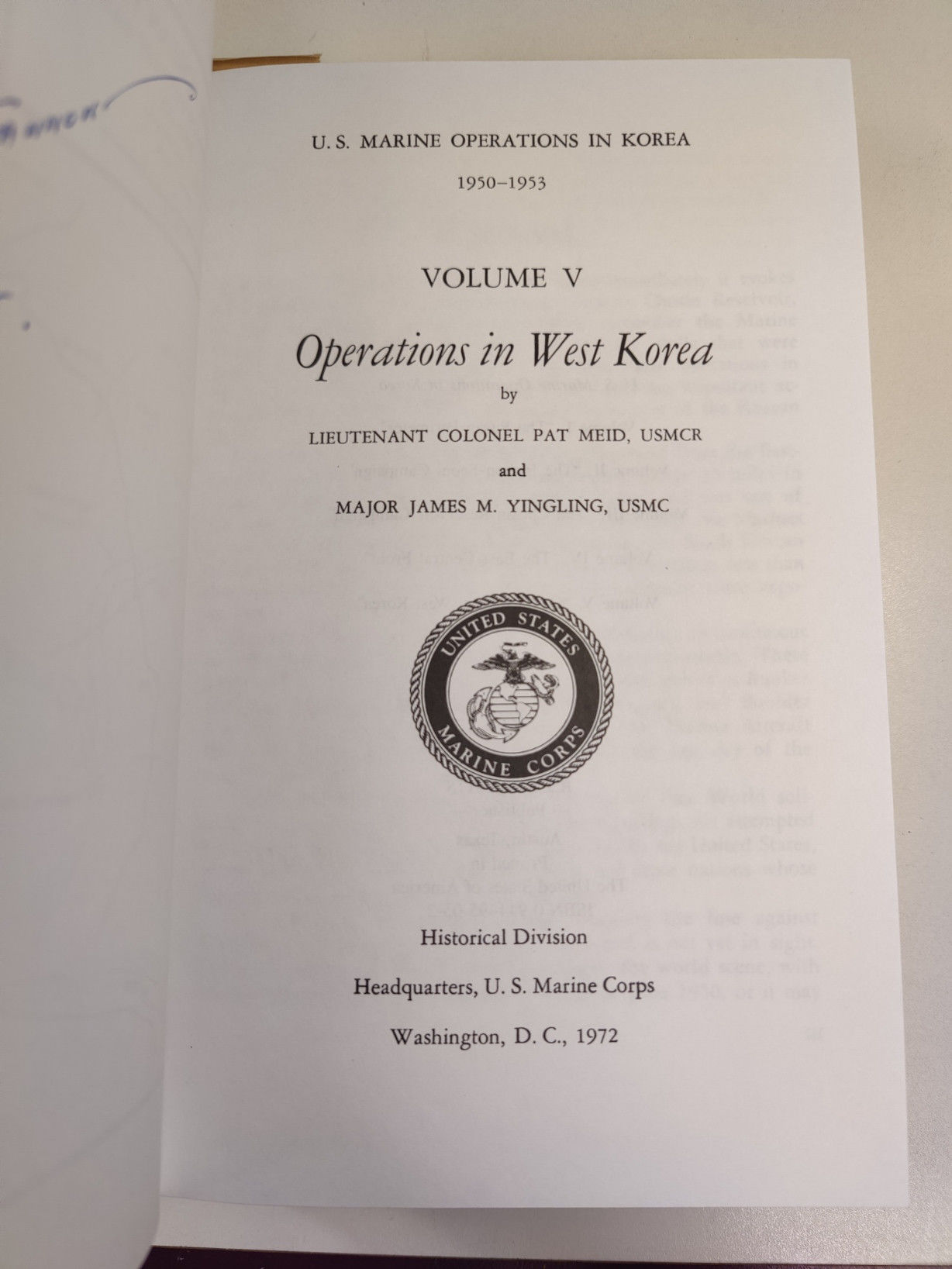 U.S. Marine Operations in Korea 5 volume set by Montross, Lynn ...