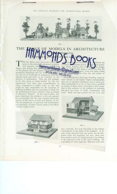 Article: Value of Models in Architecture; Illustrated by Photographs of ...