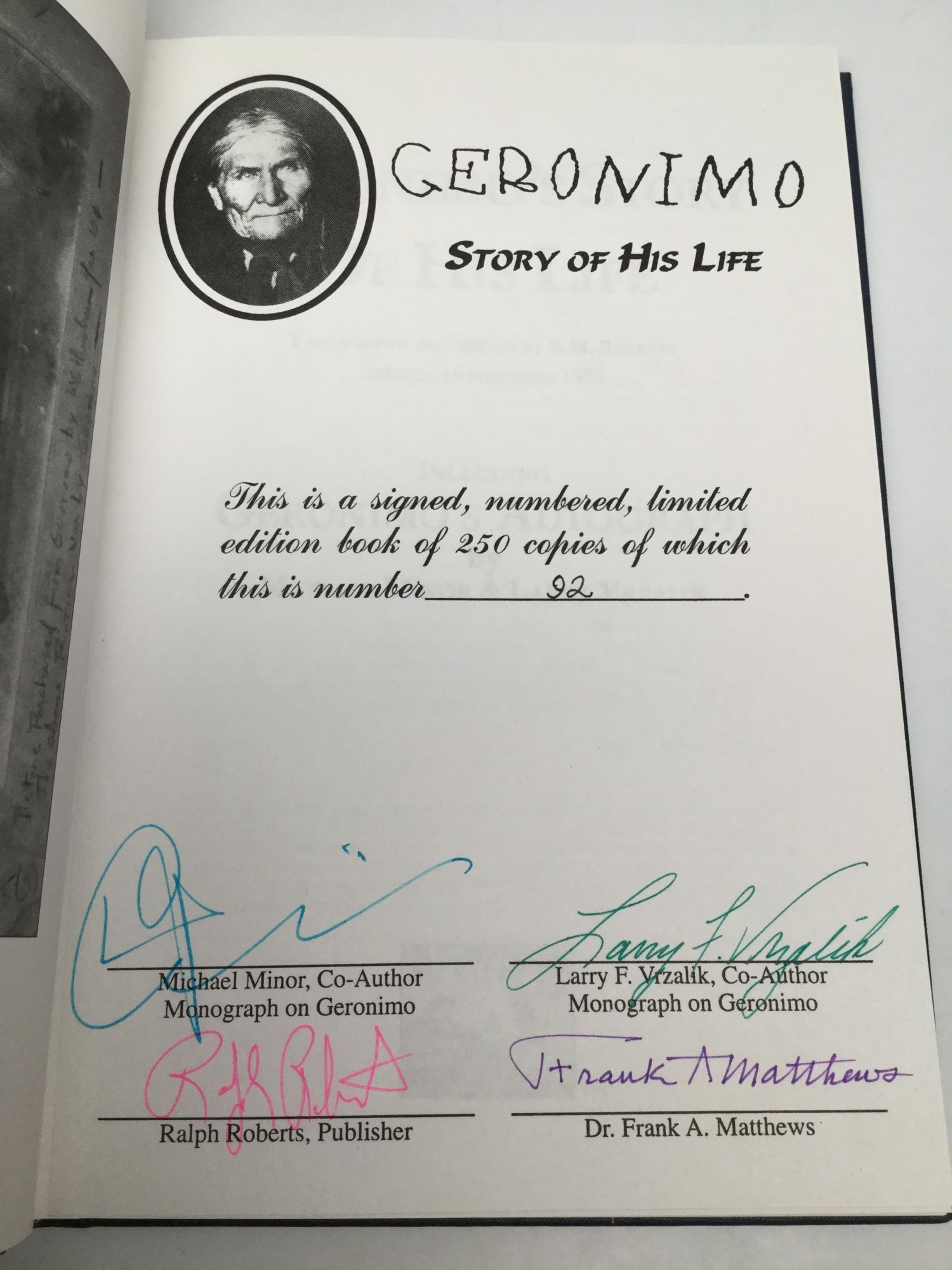 GERONIMO'S STORY OF HIS LIFE, Taken Down and Edited by S.M. Barrett ...