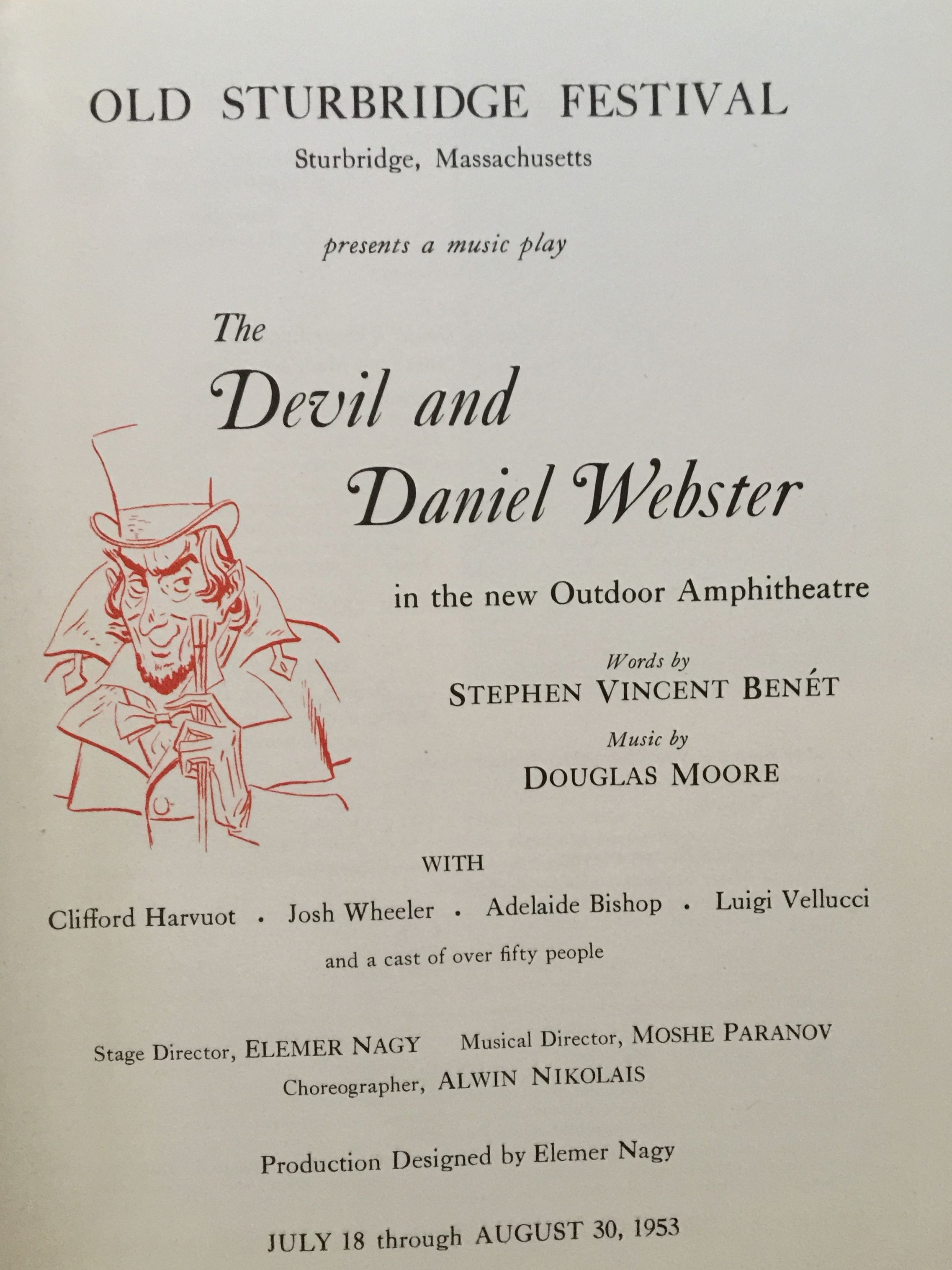 PRODUCTION BOOK FOR ‘THE DEVIL AND DANIEL WEBSTER’ produced at Old ...