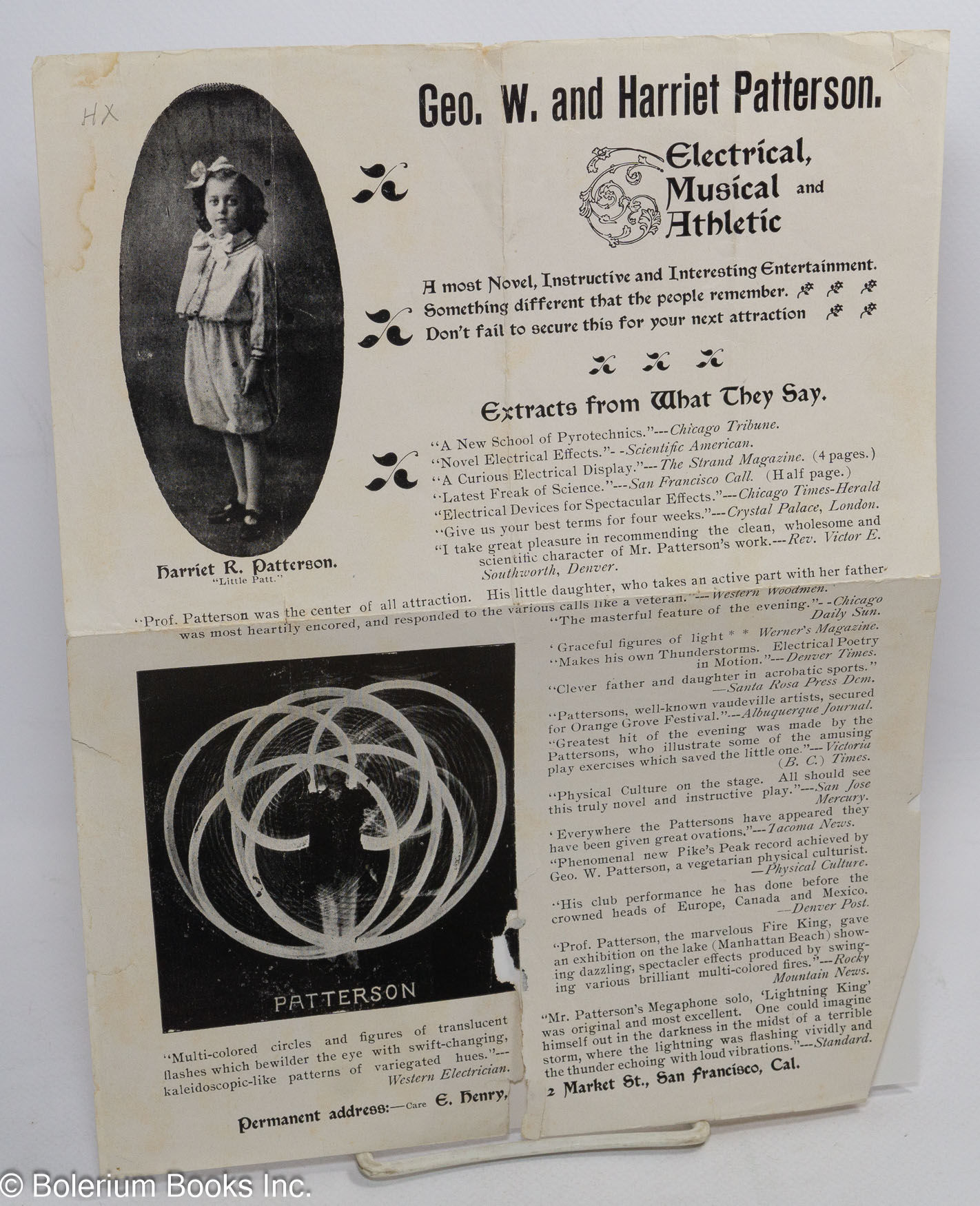 Geo. W. and Harriet Patterson. Electrical, Musical and Athletic. A most ...