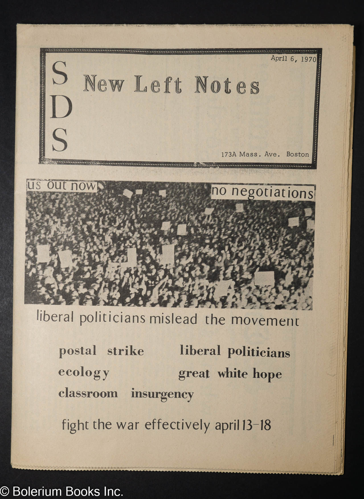 SDS new left notes, vol. 5, no. 11 (April 6, 1970) by Students for a ...